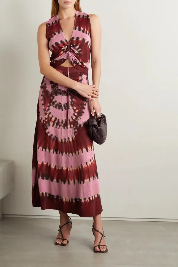 Altuzarra Jofur Ruched Tie-dyed Knitted Top