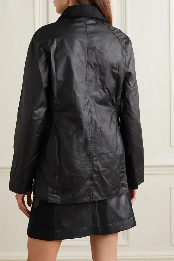 Barbour Beadnell Corduroy-trimmed Waxed-cotton Jacket