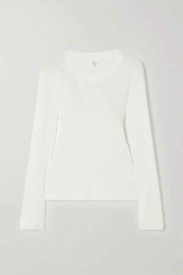LESET Pointelle-knit Cotton-jersey Top