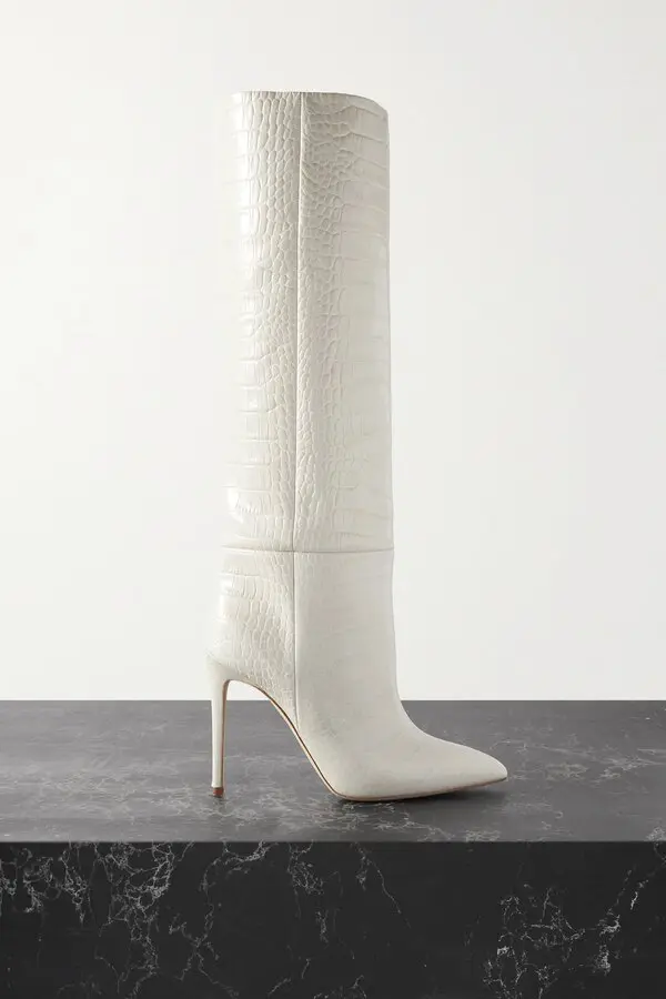 Paris Texas Croc-effect Leather Knee-high Stiletto Boots