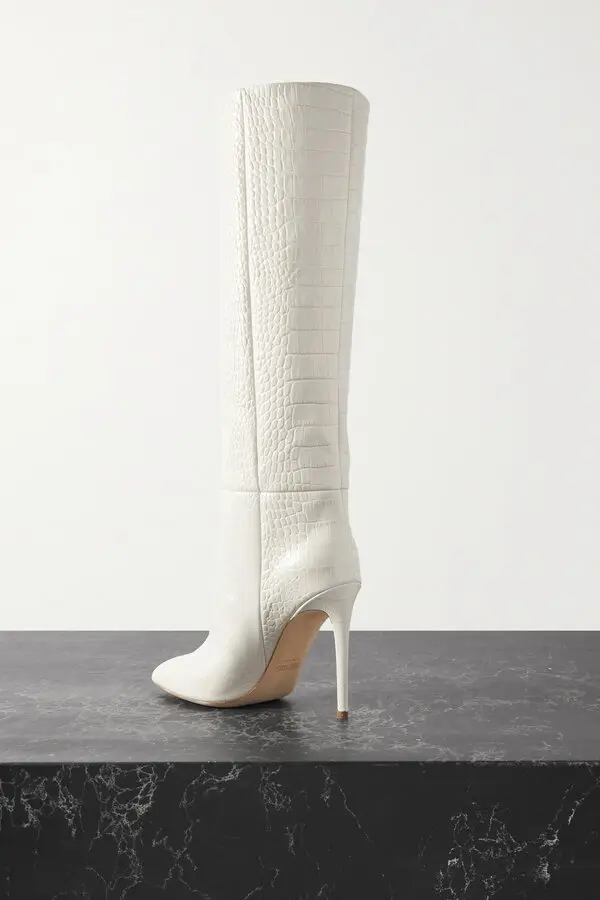 Paris Texas Croc-effect Leather Knee-high Stiletto Boots