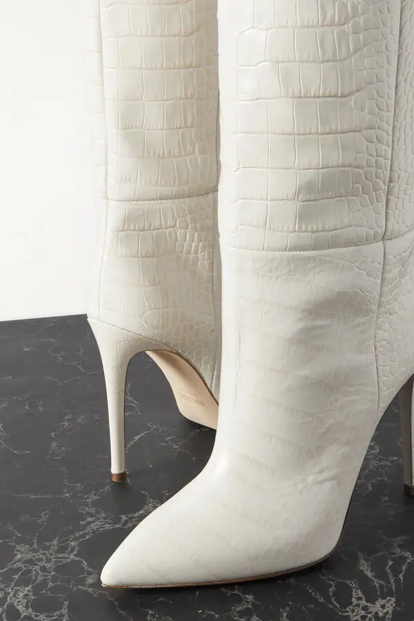 Paris Texas Croc-effect Leather Knee-high Stiletto Boots