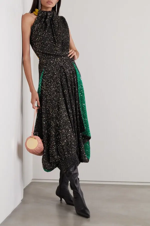 Loewe Asymmetric Cutout Sequined Maxi Dress