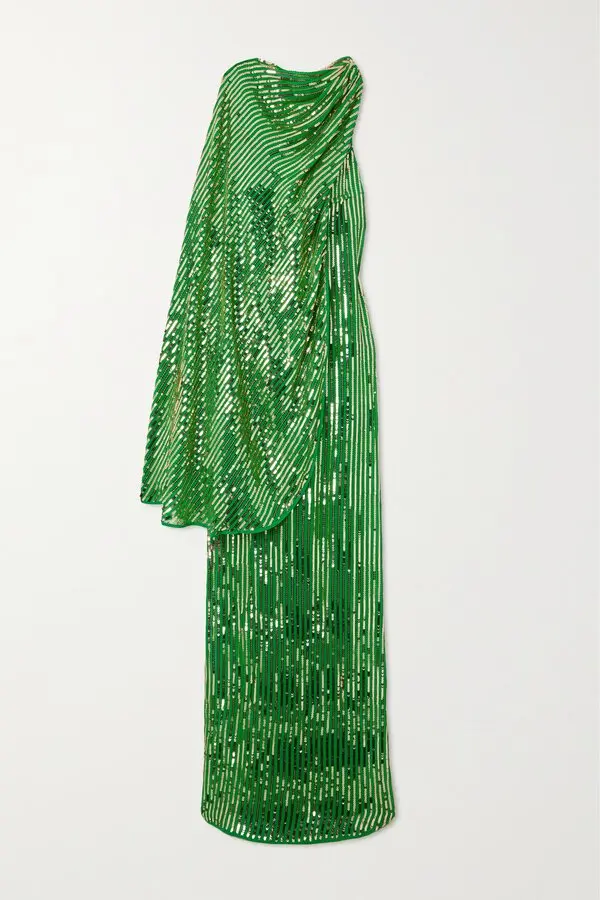 Johanna Ortiz Net Sustain Poder Tejido Convertible Embellished Maxi Dress - Green