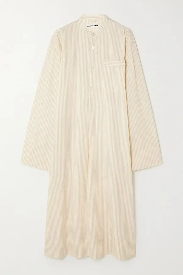 BIRKENSTOCK Tekla Pinstriped Organic Cotton-poplin Kaftan - White