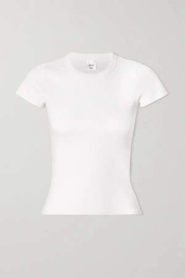 LESET Kelly Ribbed Stretch-cotton Jersey T-shirt - White