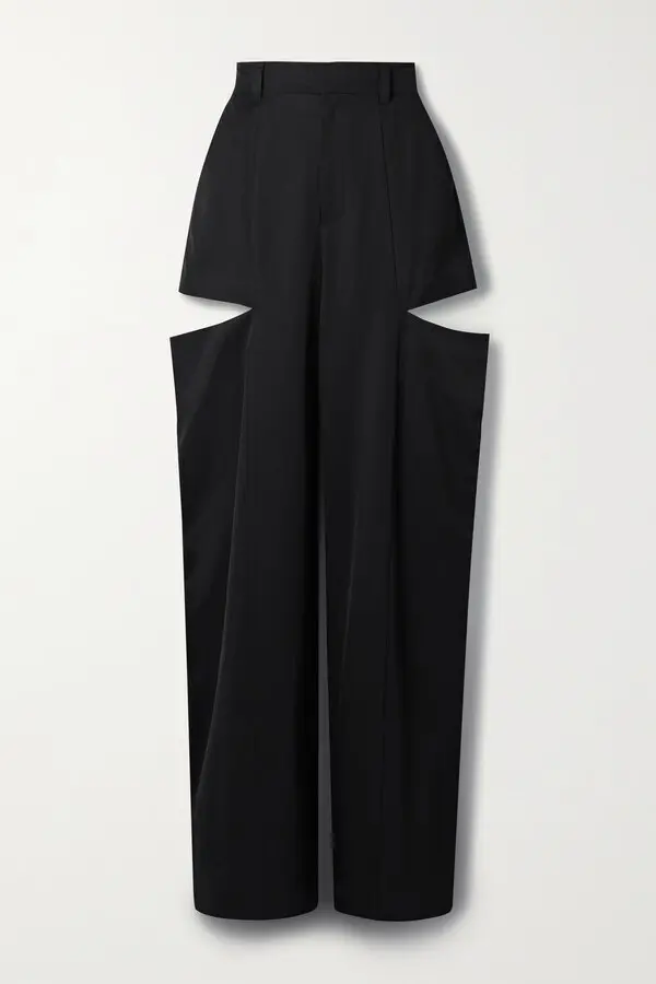ET OCHS Ari Cutout Twill Wide-leg Pants - Black
