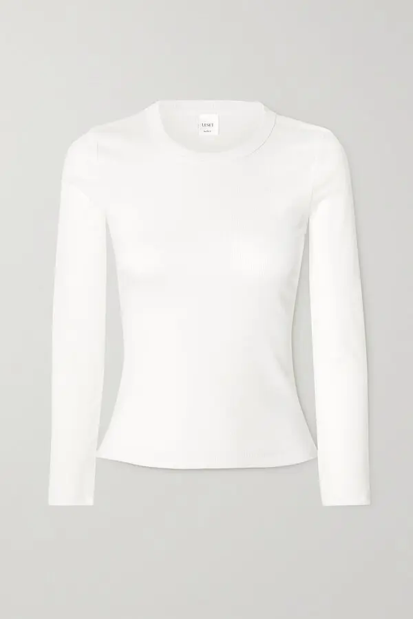 LESET Kelly Ribbed Stretch-cotton Jersey Top - White