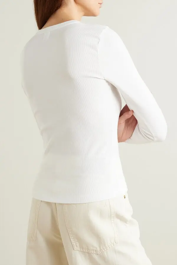 LESET Kelly Ribbed Stretch-cotton Jersey Top - White