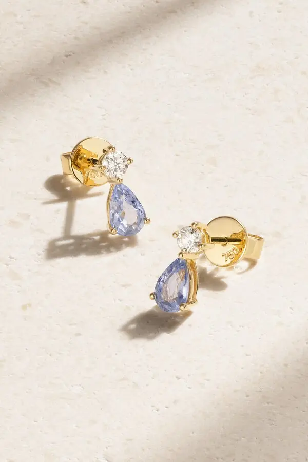 ANITA KO 18-karat Gold, Sapphire And Diamond Drop Earrings - Blue