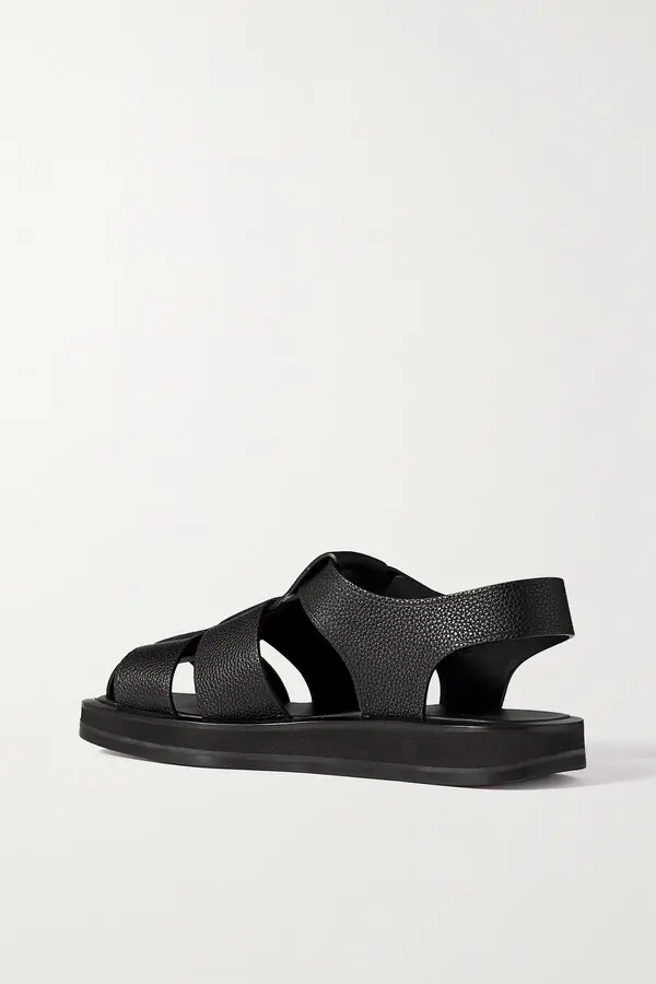 THE ROW Fisherman Woven Textured-leather Sandals - Black