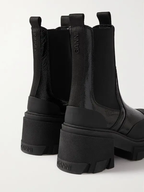 GANNI Patent-leather Platform Chelsea Boots