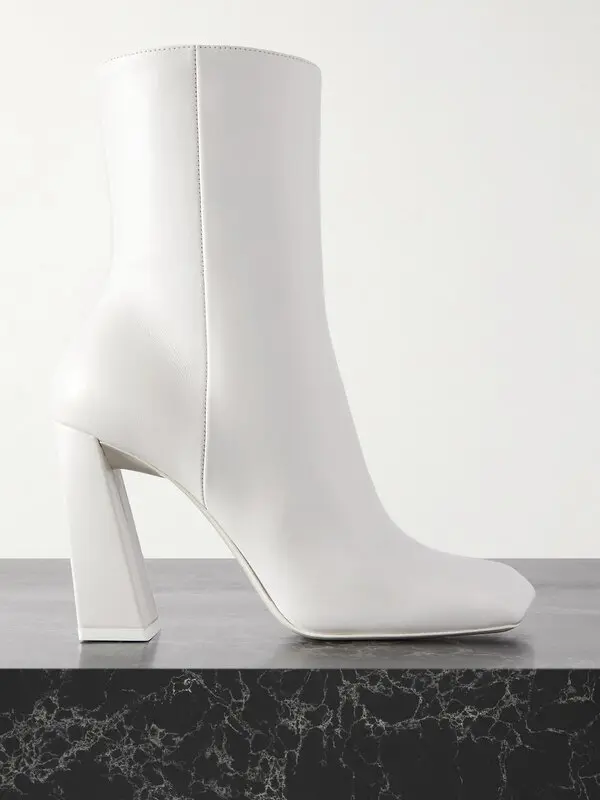 Amina Muaddi Marine Leather Ankle Boots