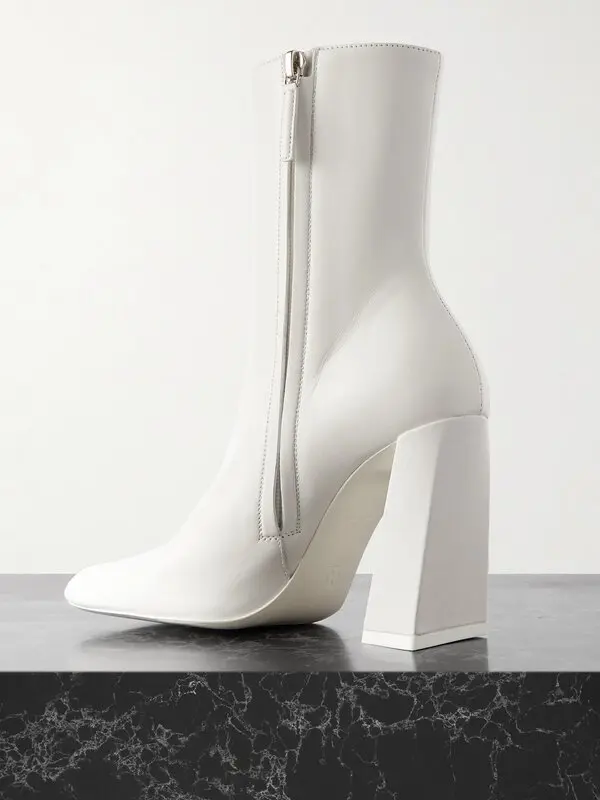 Amina Muaddi Marine Leather Ankle Boots