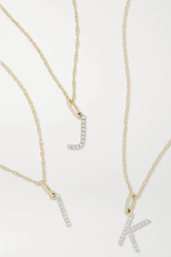 STONE AND STRAND Initial Diamond Necklace - Gold