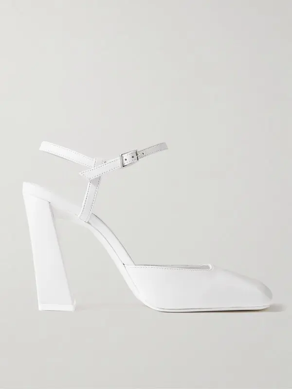 Amina Muaddi Charlotte Leather Pumps - White