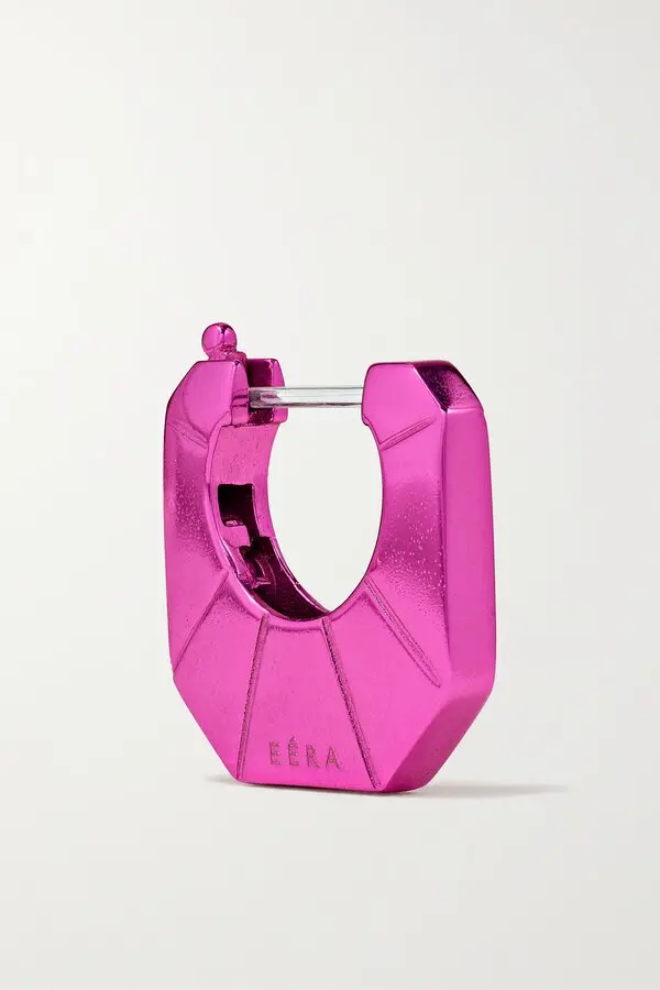 EERA White Gold Single Hoop Earring - Pink