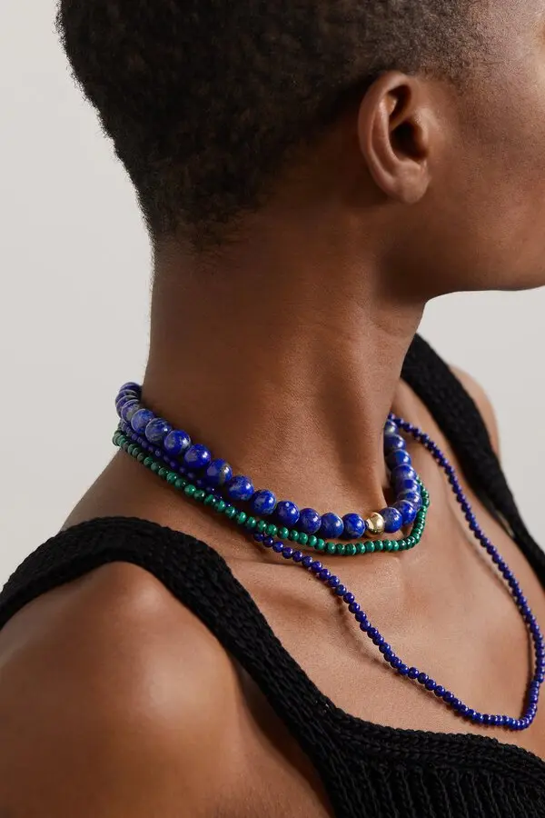 Mateo 14-karat Gold Lapis Lazuli Necklace