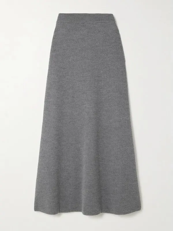 Max Mara Agile Ribbed Wool Maxi Skirt