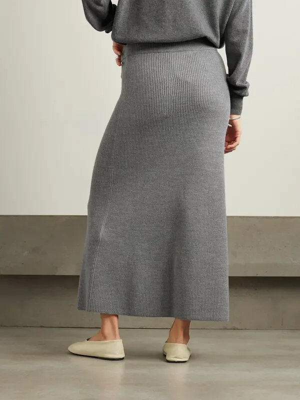 Max Mara Agile Ribbed Wool Maxi Skirt