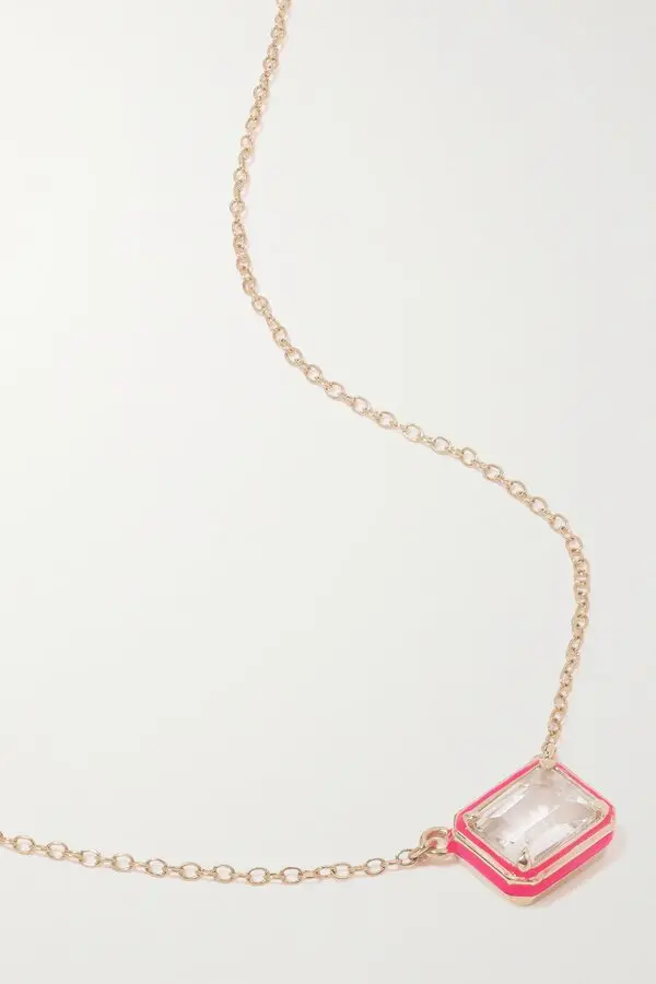 Alison Lou Cocktail Topaz And Enamel Necklace - Gold