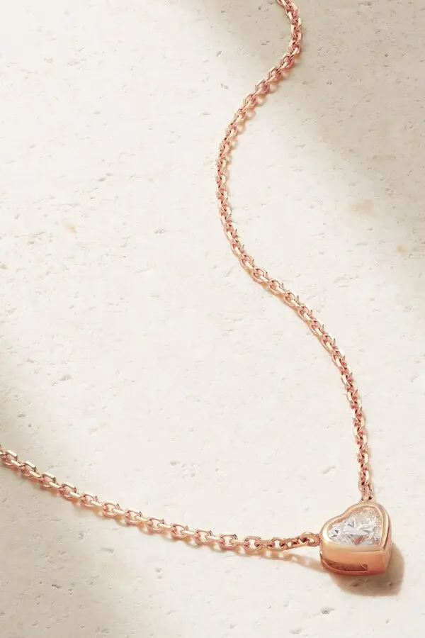 ANITA KO 18-karat Rose Diamond Heart Pendant Necklace - Gold