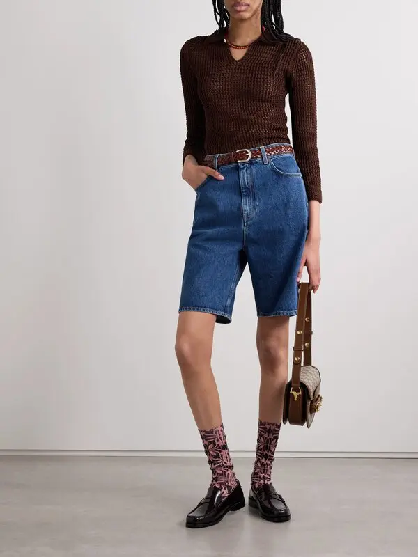 BODE Willows Crocheted Cotton Polo Shirt - Brown