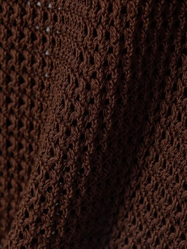 BODE Willows Crocheted Cotton Polo Shirt - Brown