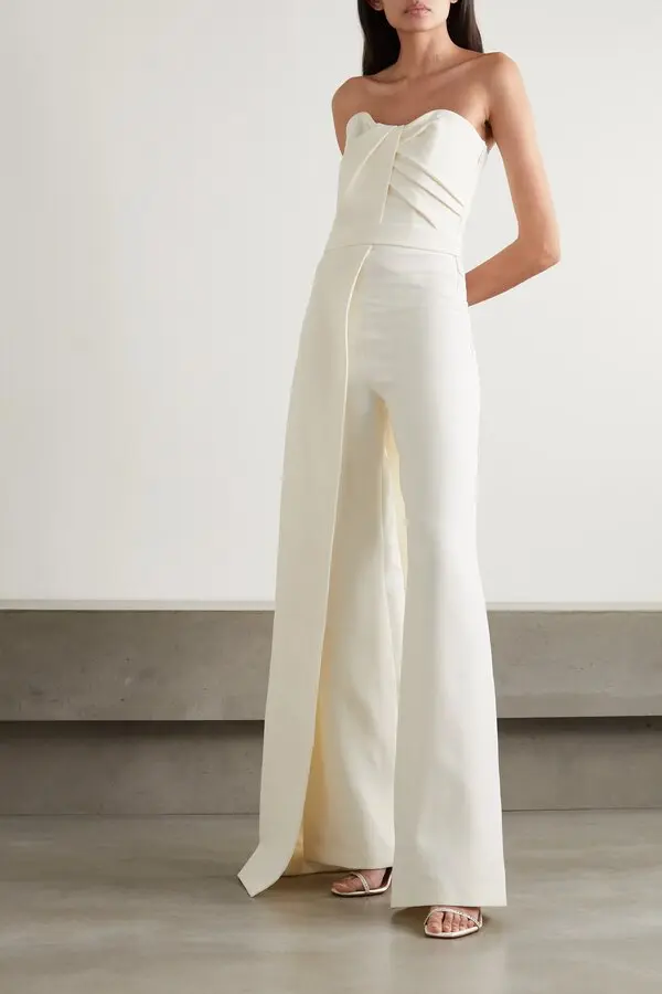 Safiyaa Strapless Draped Crepe Jumpsuit
