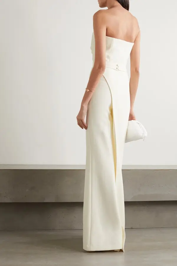 Safiyaa Strapless Draped Crepe Jumpsuit