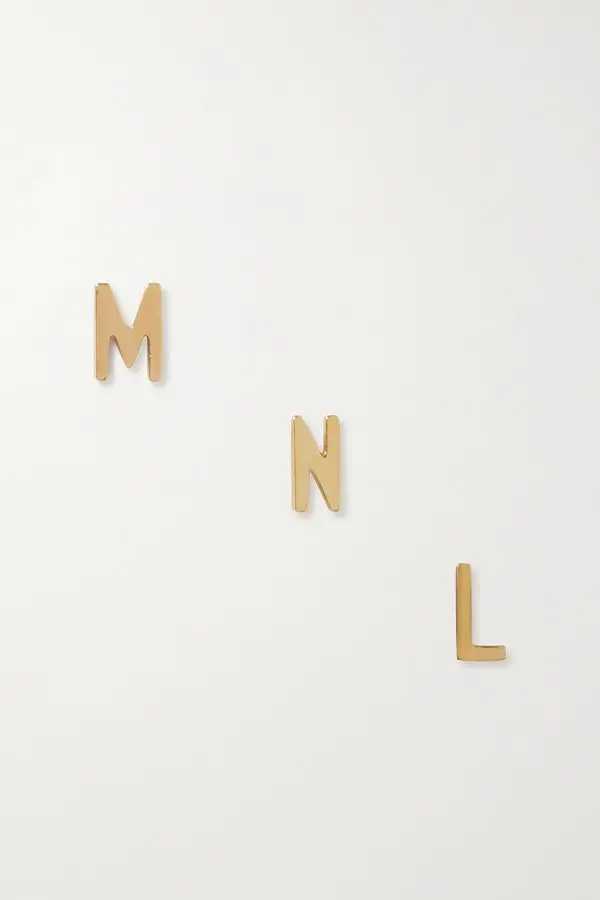 STONE AND STRAND Initial Single Earring - Gold