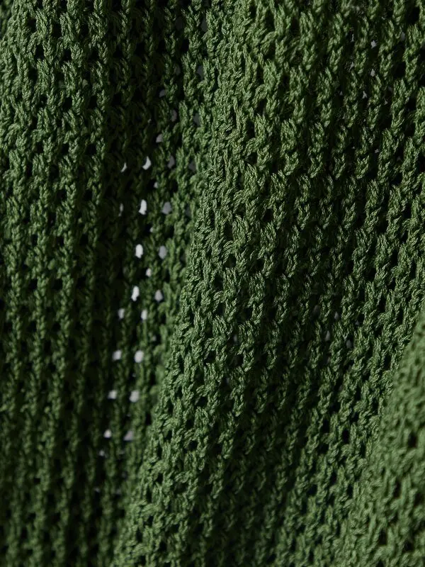 BODE Willows Crocheted Cotton Polo Shirt - Green
