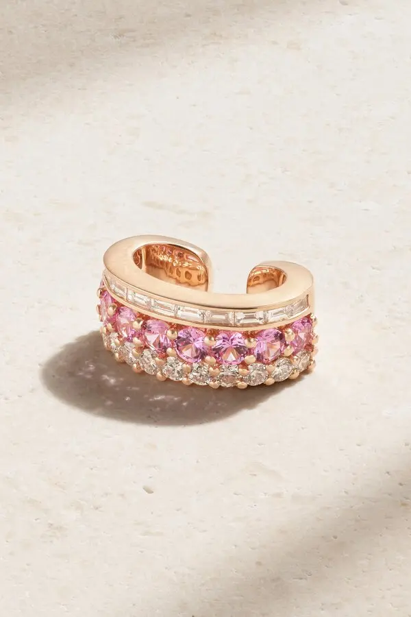 ANITA KO Lola Sapphire And Diamond Ear Cuff - Pink