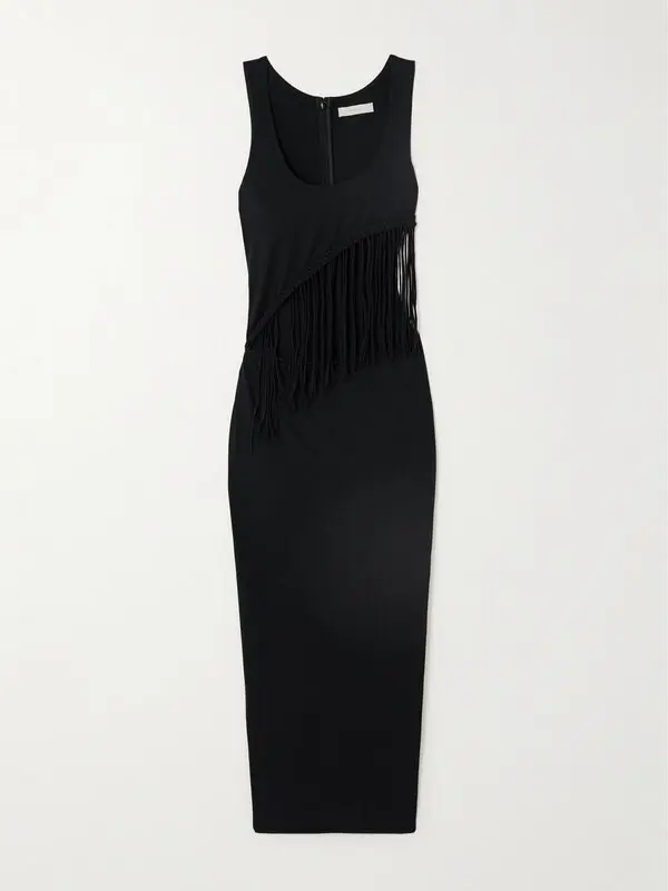 Faithfull The Brand Maceio Fringed Cutout Maxi Dress - Black