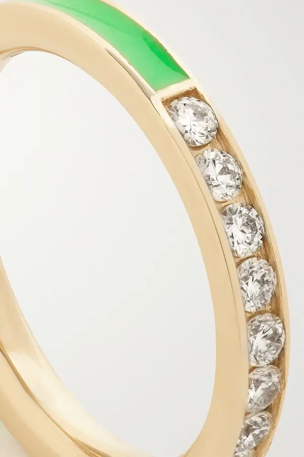 Alison Lou Linear 14-karat Diamond And Enamel Ring