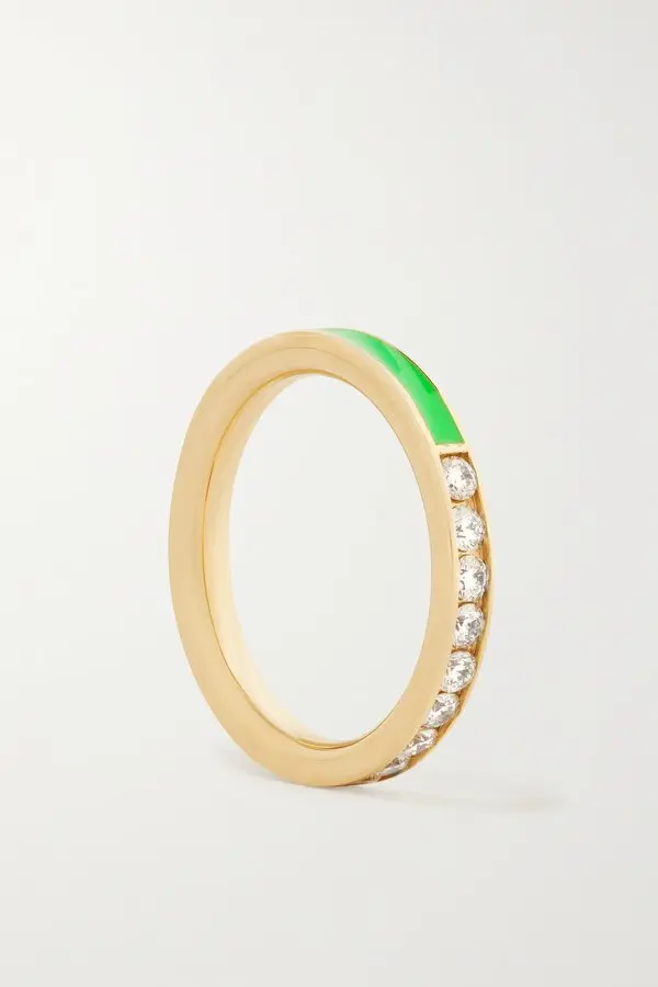 Alison Lou Linear 14-karat Diamond And Enamel Ring