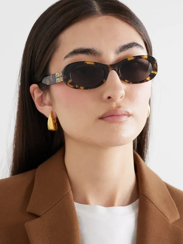 Miu Miu Oval-frame Sunglasses - Tortoiseshell