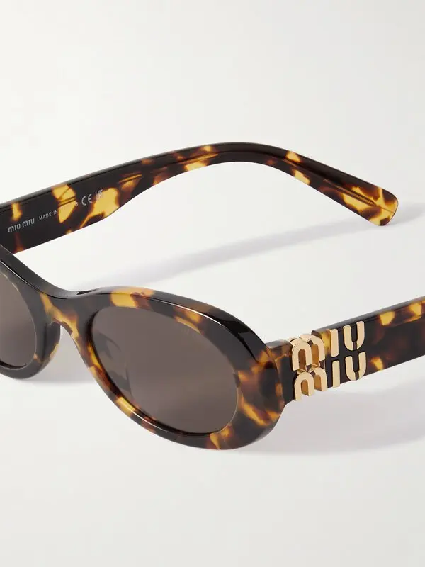 Miu Miu Oval-frame Sunglasses - Tortoiseshell