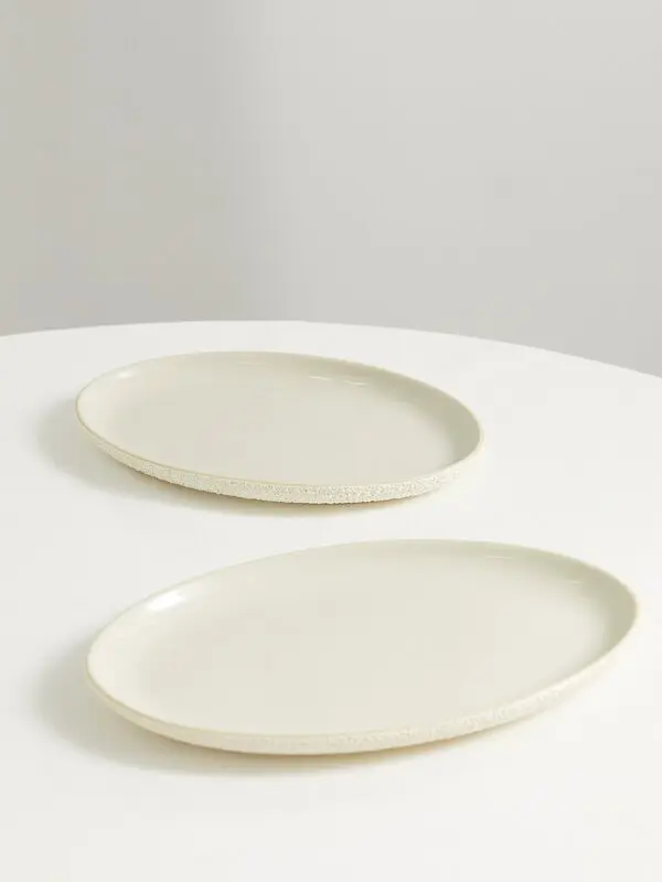 MARLOE MARLOE Net Sustain Set Of Two Glazed Ceramic Dinner Plates - Neutrals