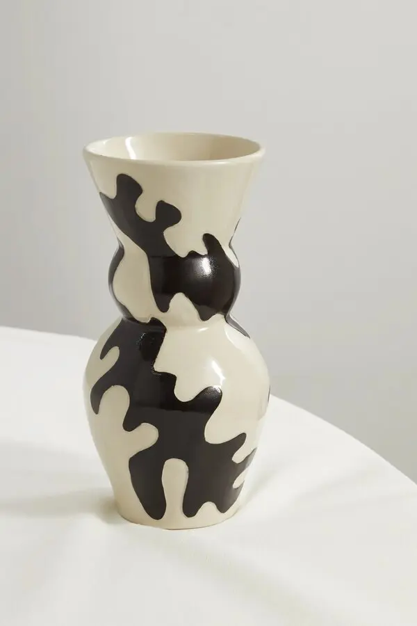 MARLOE MARLOE Net Sustain Lucie Glazed Ceramic Vase - Ecru