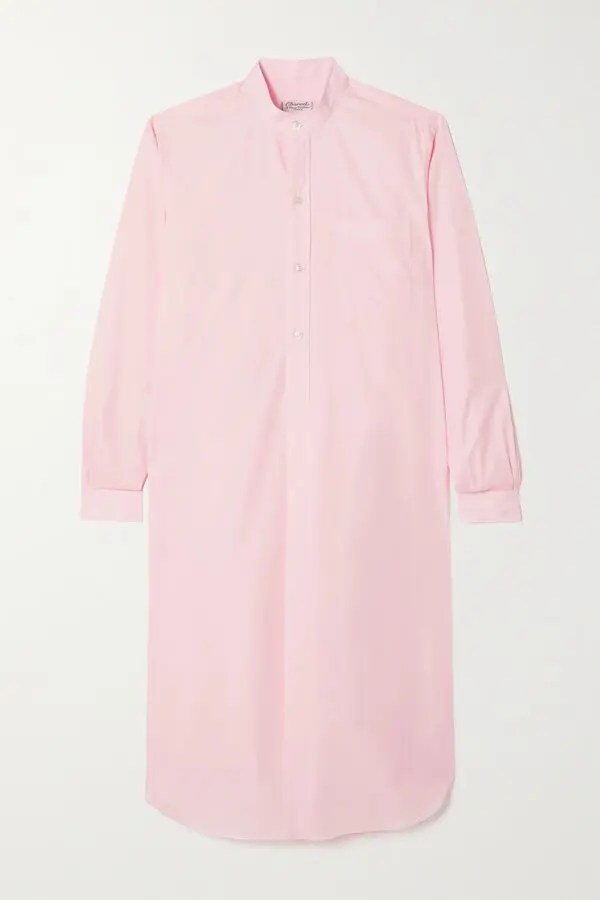 Charvet Elysee Oversized Cotton-poplin Nightdress - Pink