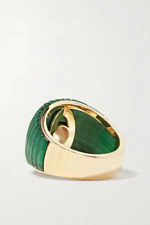 Yvonne Léon Berlingot 9-karat Malachite And Topaz Ring