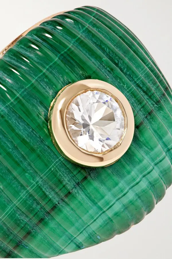Yvonne Léon Berlingot 9-karat Malachite And Topaz Ring