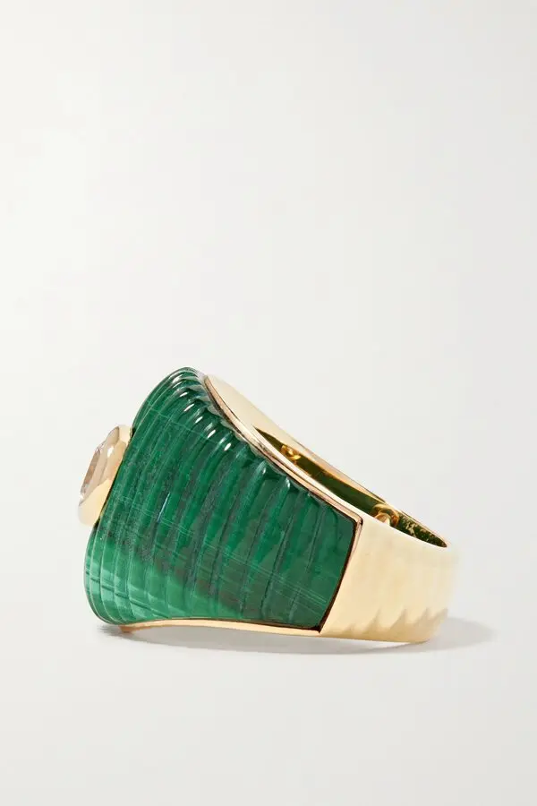 Yvonne Léon Berlingot 9-karat Malachite And Topaz Ring