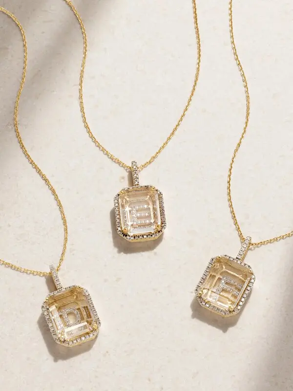 Mateo Initial 14-karat Quartz And Diamond Pendant Necklace - Gold