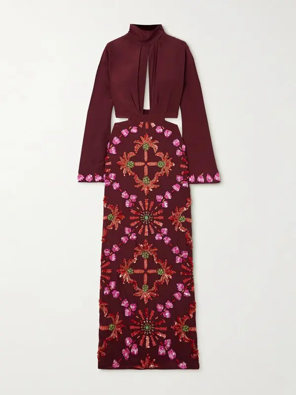 Johanna Ortiz Net Sustain Aurora Mágica Sequin-embellished Silk Maxi Dress - Red