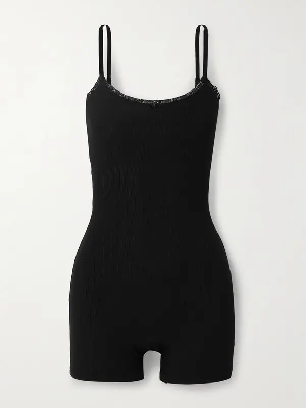 SKIMS Soft Lounge Lace Short Onesie - Black