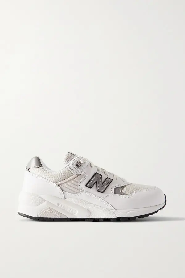 NEW BALANCE 580 Leather And Mesh Sneakers - White