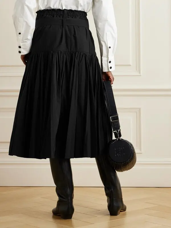 JIL SANDER Belted Cotton-poplin Midi Skirt