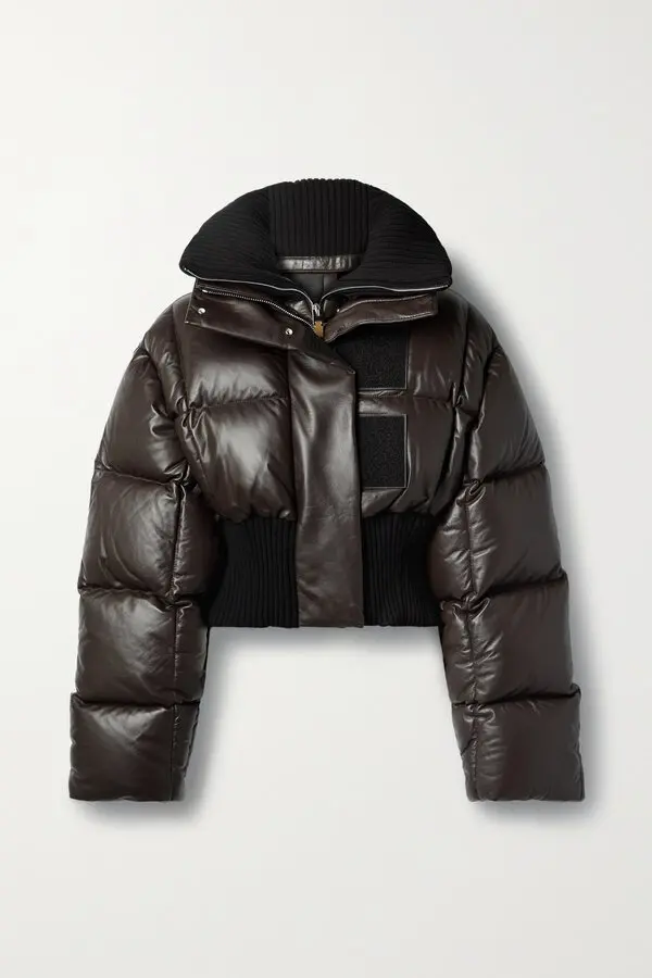 Givenchy Cropped Wool-blend Trimmed Quilted Down Leather Jacket